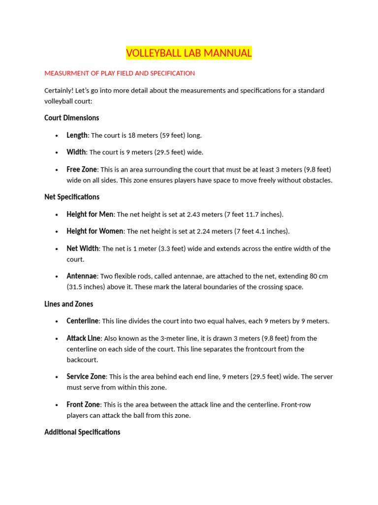 Volleyball Lab Mannual | PDF
