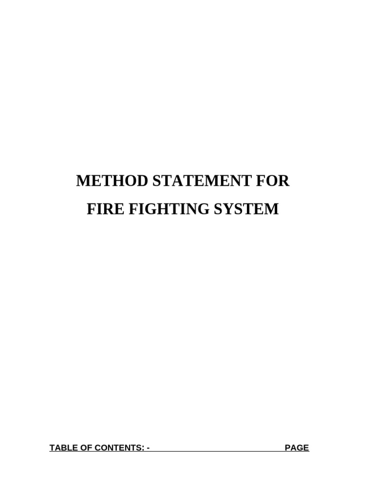 Method Statement For Installation of Fire Fighting System | PDF