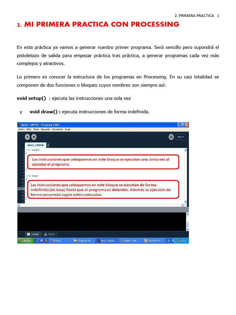 2.mi Primera Practica Con Processing | PDF | Lenguaje de programación | Programación de computadoras