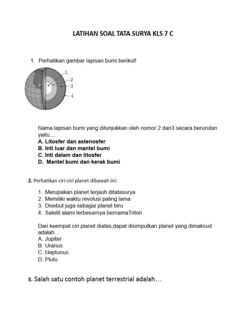Latihan Soal Tata Surya KLS 7 C | PDF
