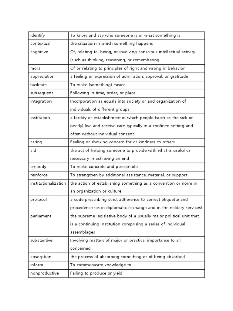 english-english vocabulary | PDF