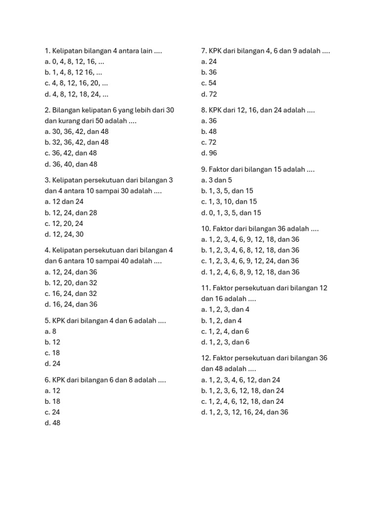 Soal FPB KPK | PDF