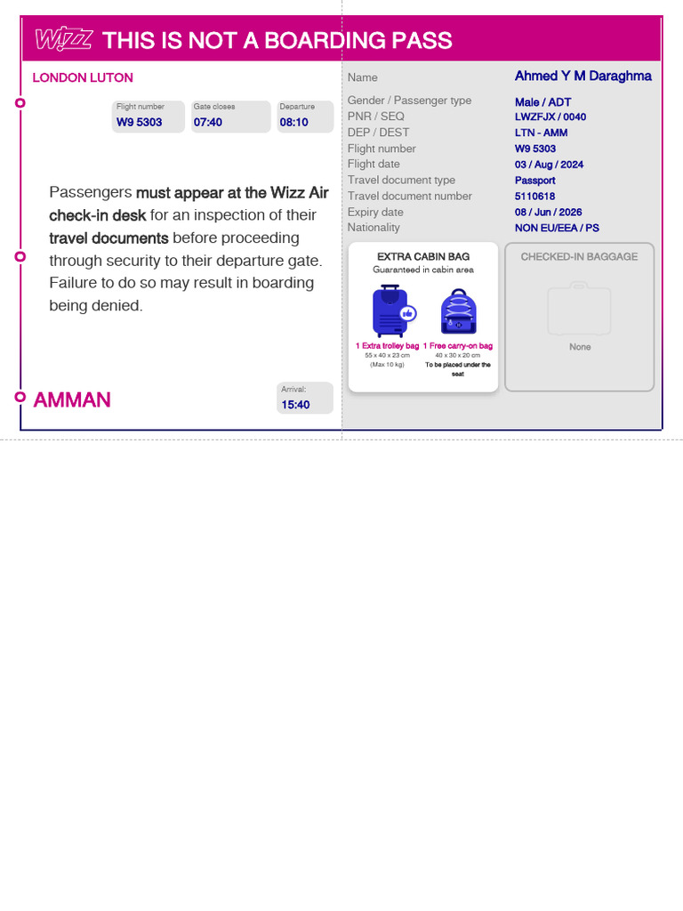 BoardingCard 373306558 LTN AMM | PDF