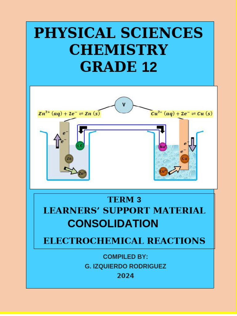 G12-Consolidation On Electrochemistry-2024 | PDF | Redox | Teaching Methods & Materials