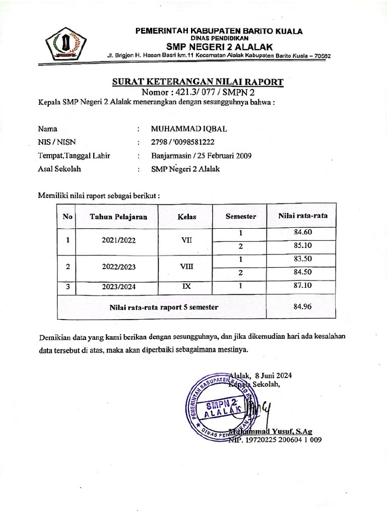 Nilai Raport Pdf