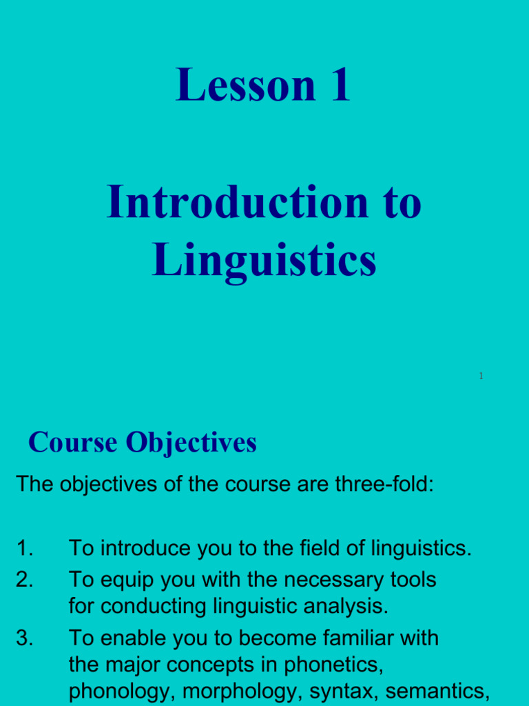 Lesson 1 - Introduction To Linguistics | PDF