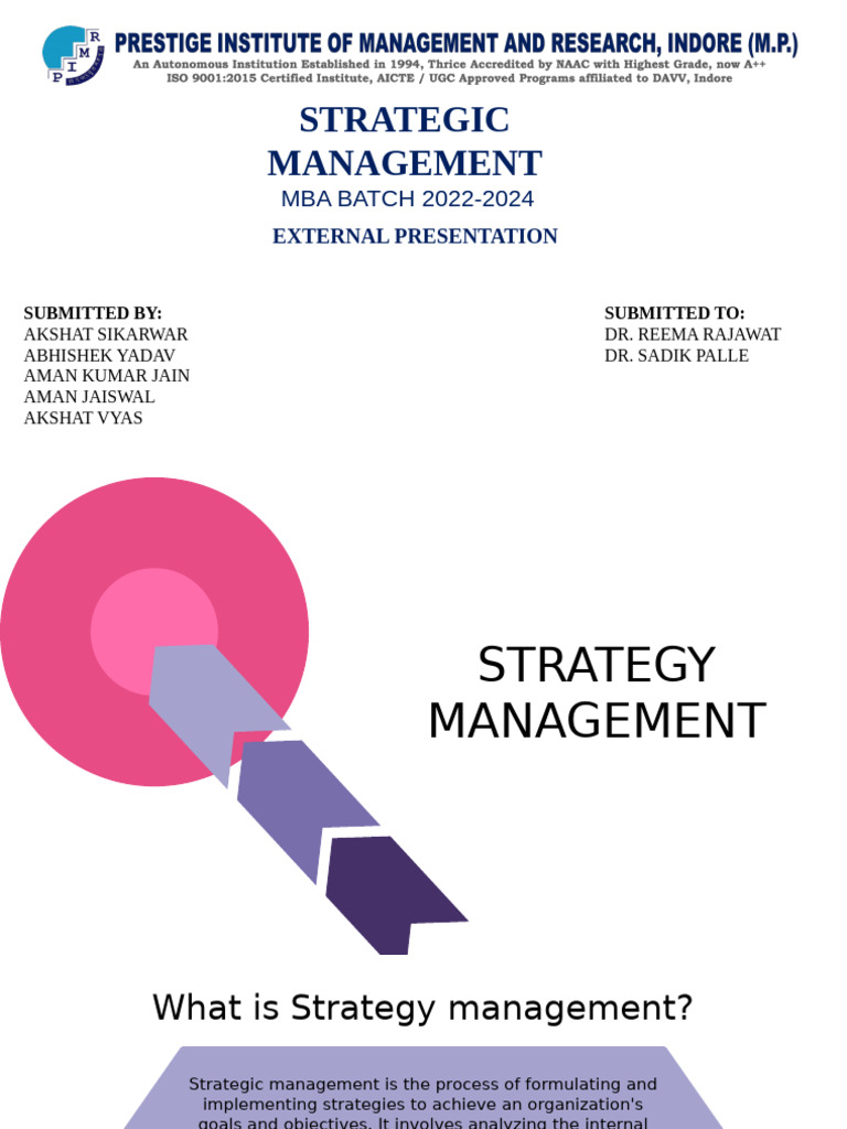 Strategic Management: MBA BATCH 2022-2024 | PDF