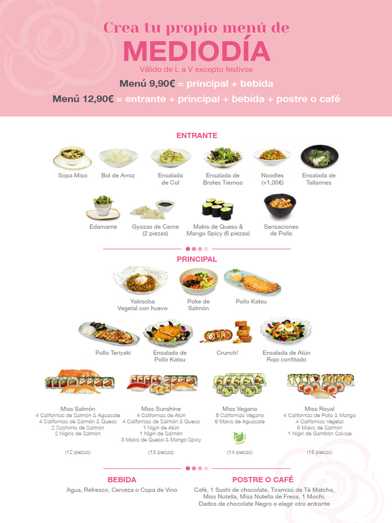 Menú Mediodía de Miss Sushi | PDF