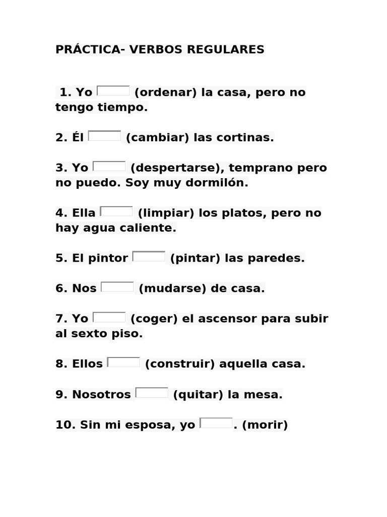 Práctica El Condicional. Verbos Regulares. | PDF