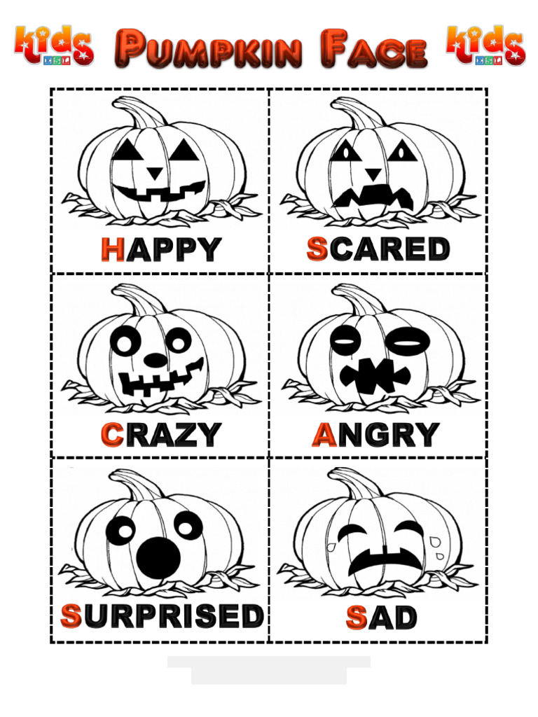 Pumpkin Faces Feelings Cut and Color | PDF