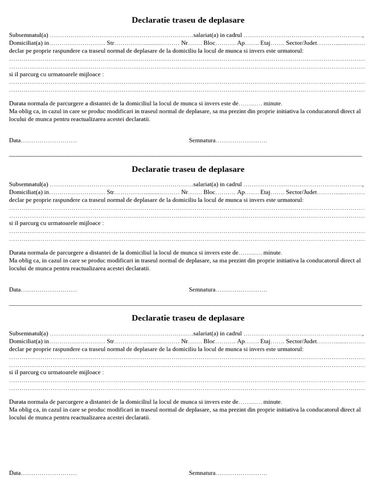 Declaratie de Traseu | PDF