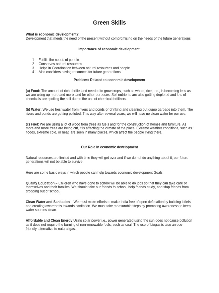 Green Skills CLASS 9 | PDF