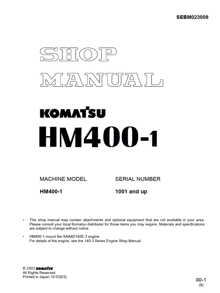 HM400-1 Sebm023008 | PDF
