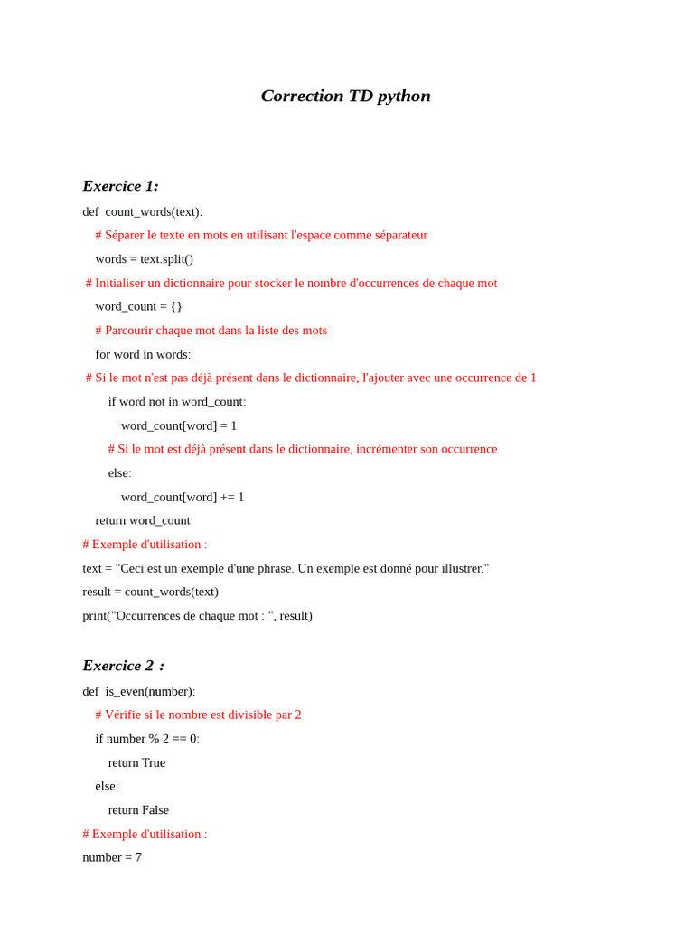 TP1 PYTHON - Correction | PDF