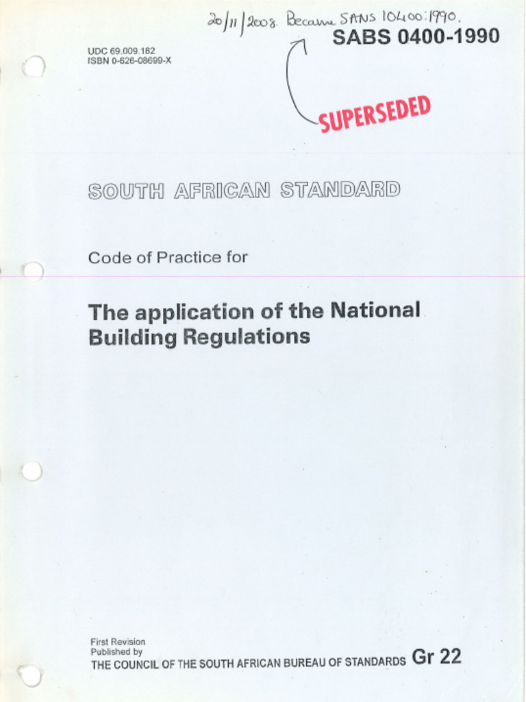 SABS 0400-1990 - Application of the National Building Regulations | PDF