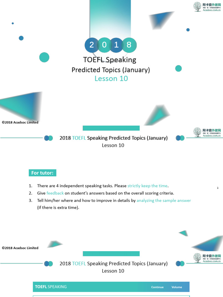 TOEFL Speaking: Lesson 10 | PDF