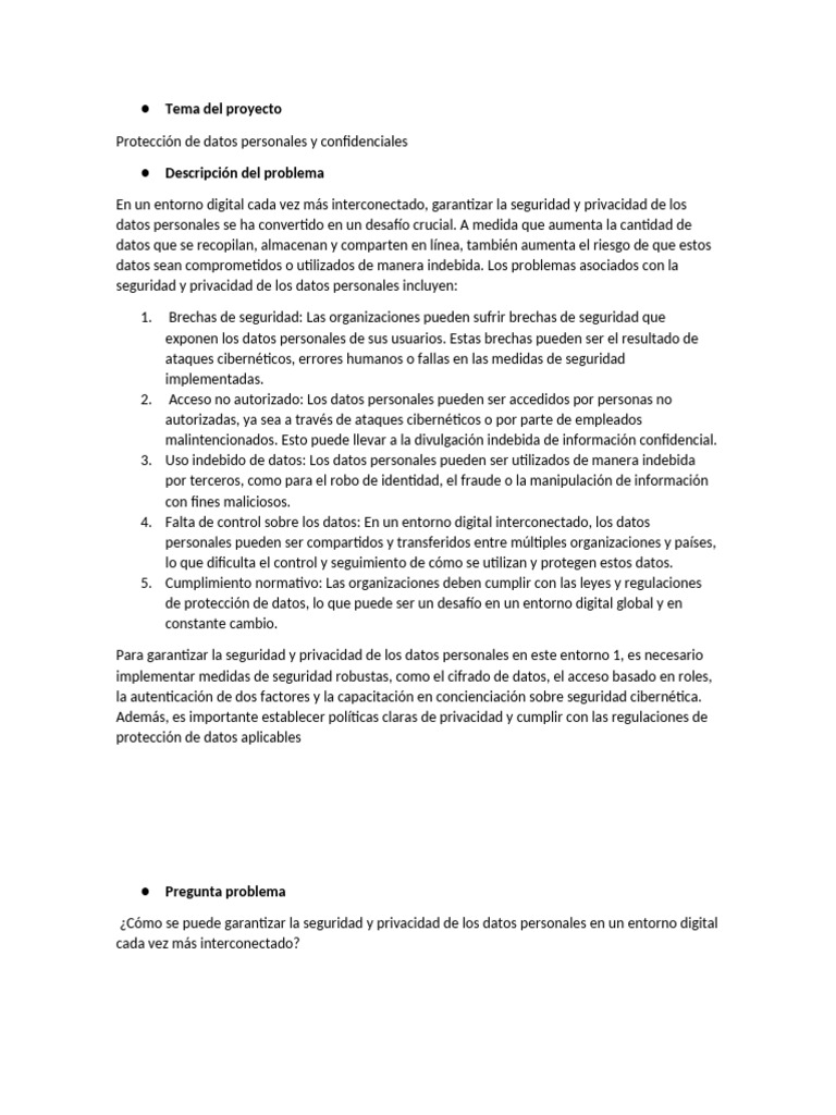 Tema Del Proyecto Semillero | PDF