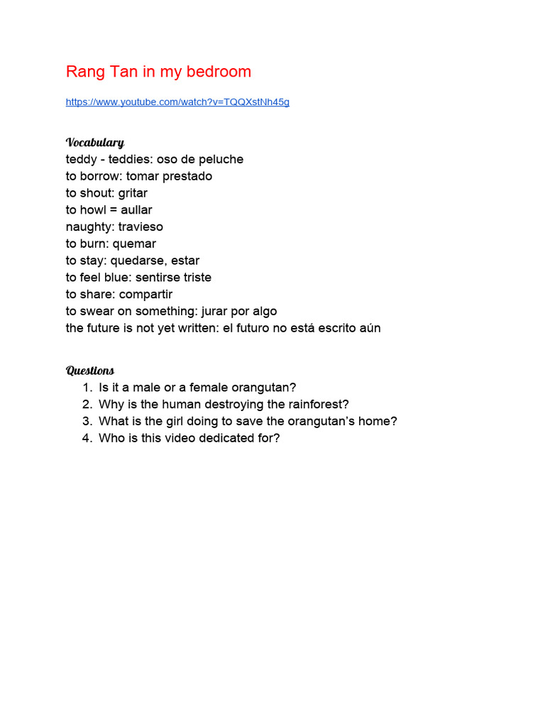 Rang Tan in My Bedroom | PDF