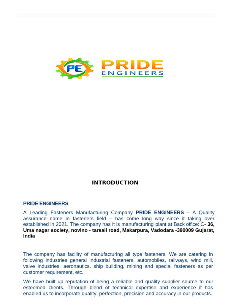 Pride Engineers Company Profile | PDF