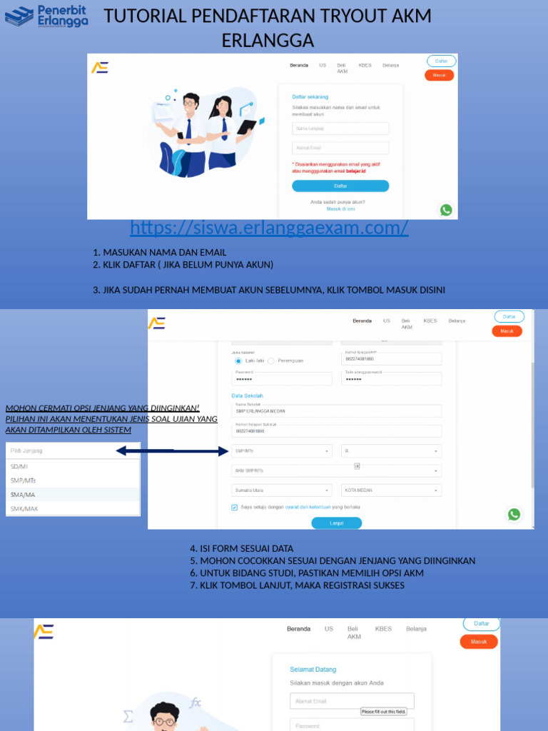 Tutorial Daftar To Akm Erlangga 2024 | PDF
