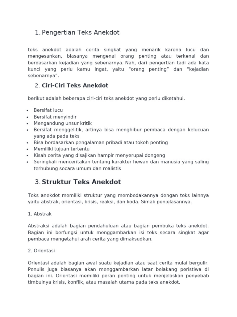 Pengertian Teks Anekdot | PDF