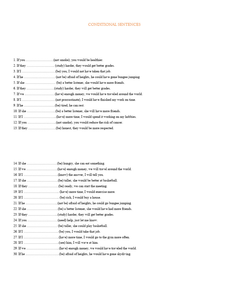 All Conditional Sentences Exercise | PDF | History