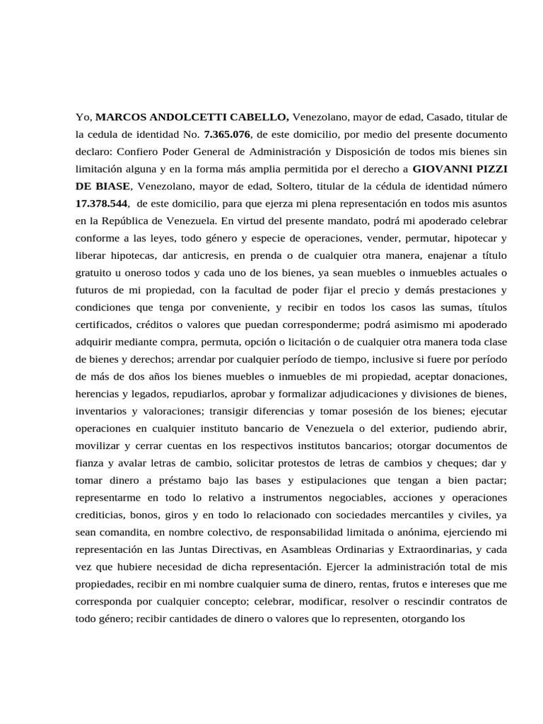 PODER DE ADMINISTRACION | PDF