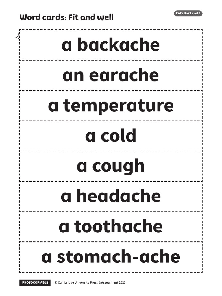 KidsBox Level3 Word Cards Unit 5 Fit and Well | PDF