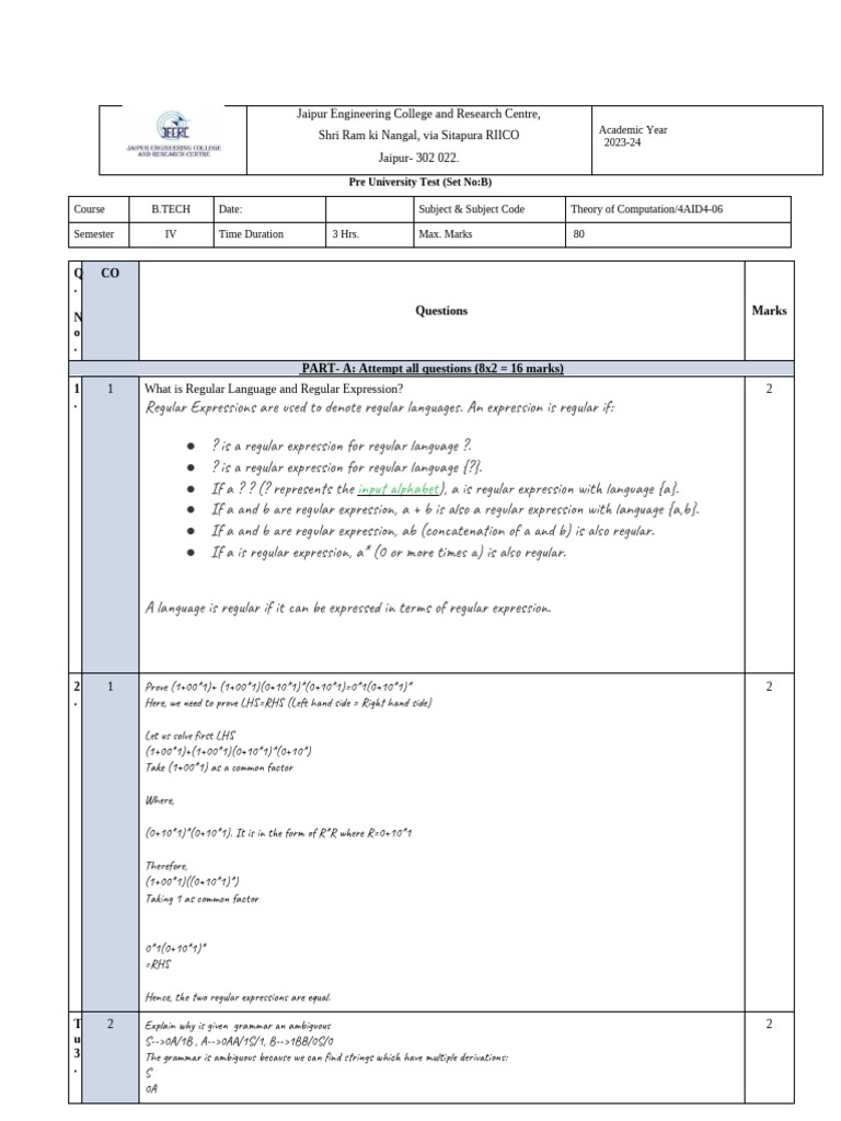 Question Paper Format | PDF