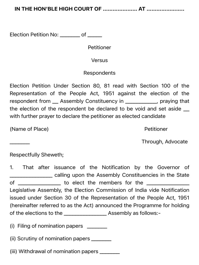 Election Petition Sample | PDF