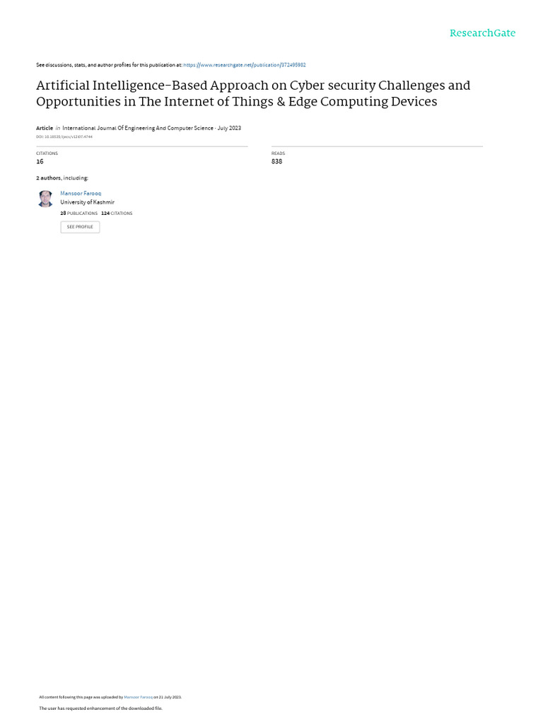 Artificial Intelligence-Based Approach On Cyber Security Challenges | PDF