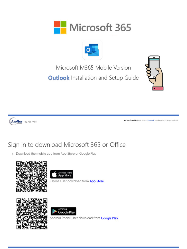 Microsoft M365 Outlook (Mobile Version) Install Guide | PDF