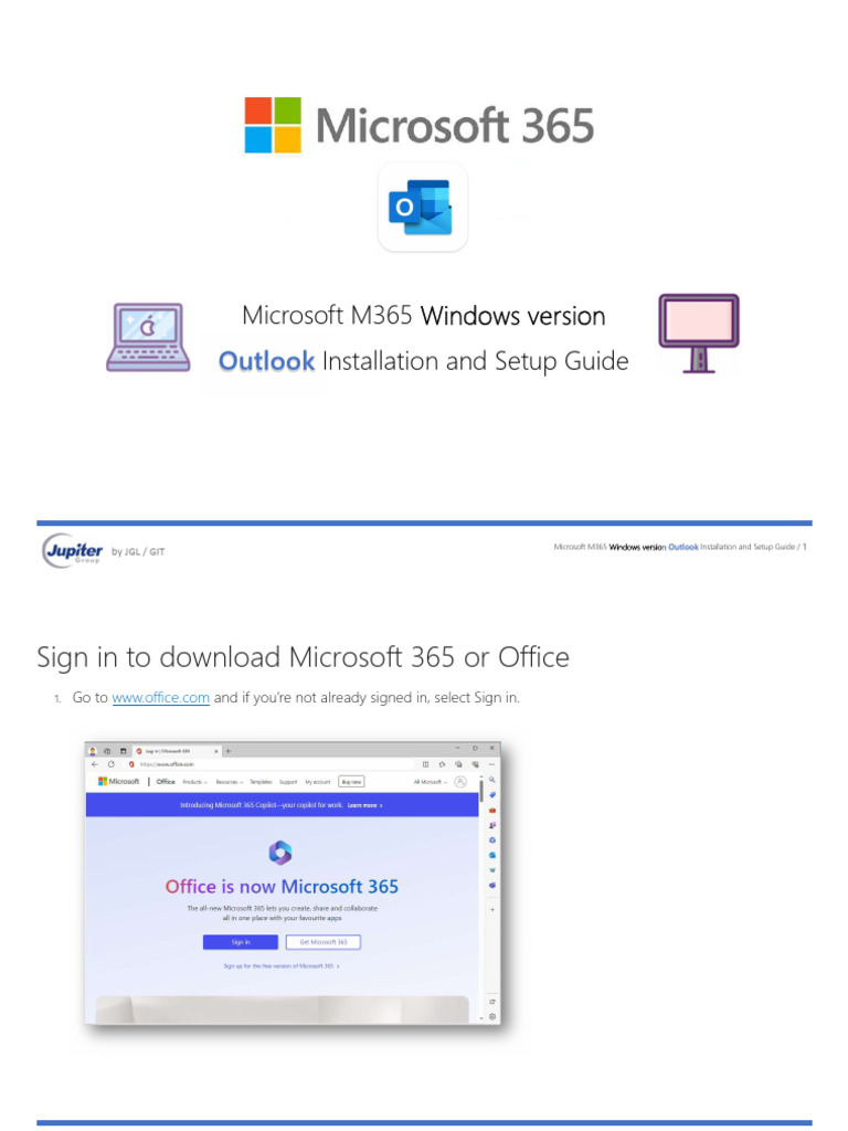 M365 Office Outlook Desktop Installation Guide | PDF