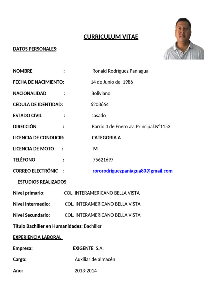 Curriculum Ronald | PDF