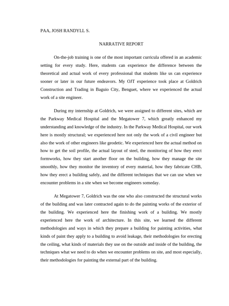 Ojt Narrative | PDF