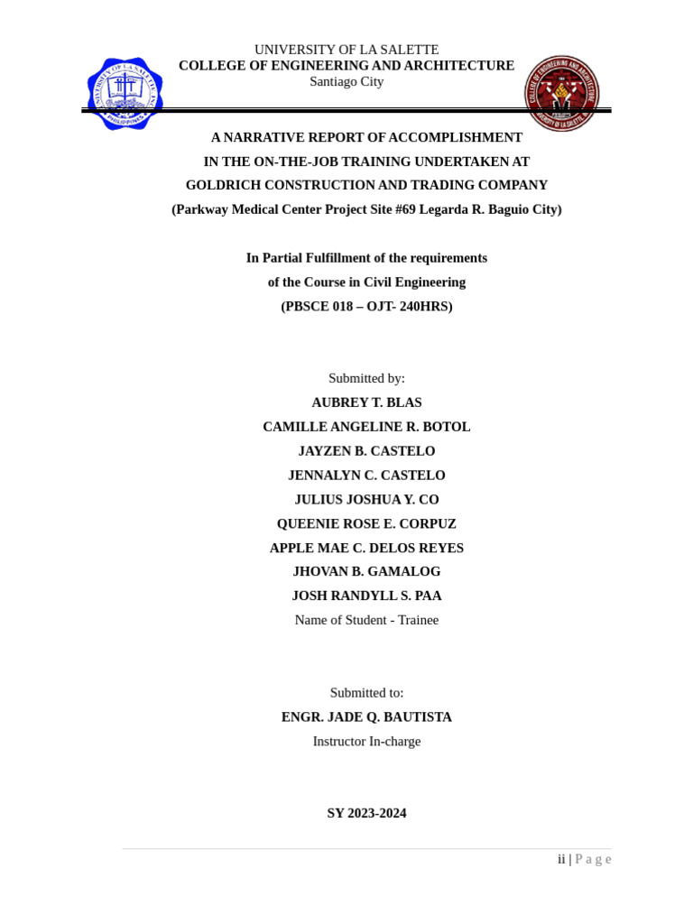 First Page For Narrative | PDF