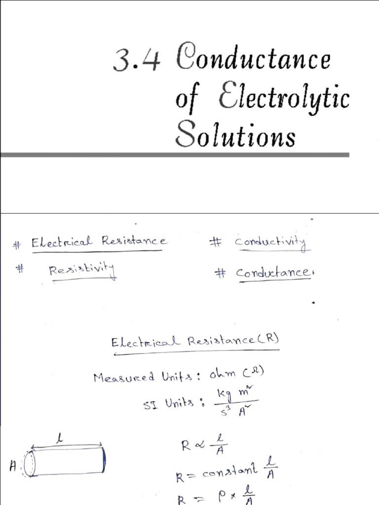 Conductance of Electrolytic Solution | PDF