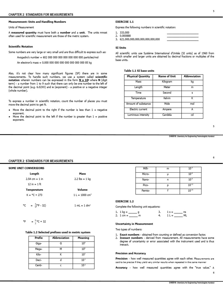 CHAPTER 2 STD Methods of Mesasurement and Dimensional Analysis | PDF ...