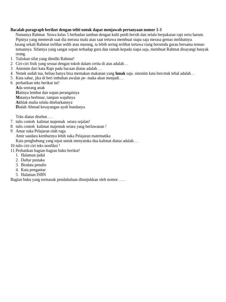 Bank Soal BIND | PDF