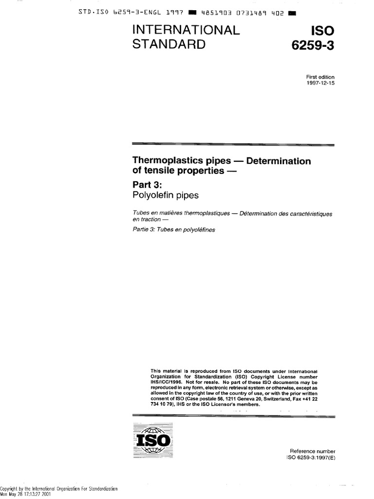 Iso 6259-3 - Thermoplastics Pipes | PDF