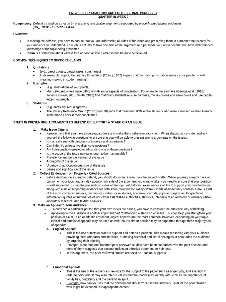 EAPP Handouts Week2 | PDF | Argument | Science & Mathematics