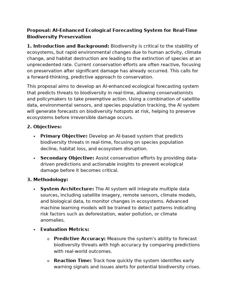 Proposal AI-Enhanced Ecological Forecasting System For Real-Time ...