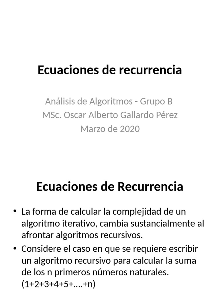 Ecuaciones de Recurrencia 1 | PDF