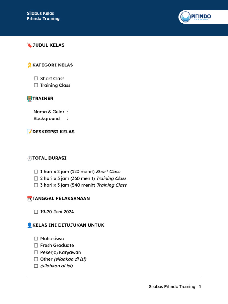 Template Silabus Class | PDF