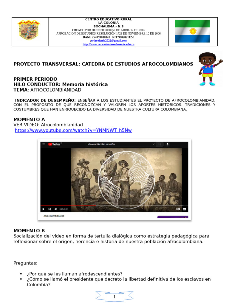 Catedra de Estudios Afrocolombianos, Actividades 2024 | PDF