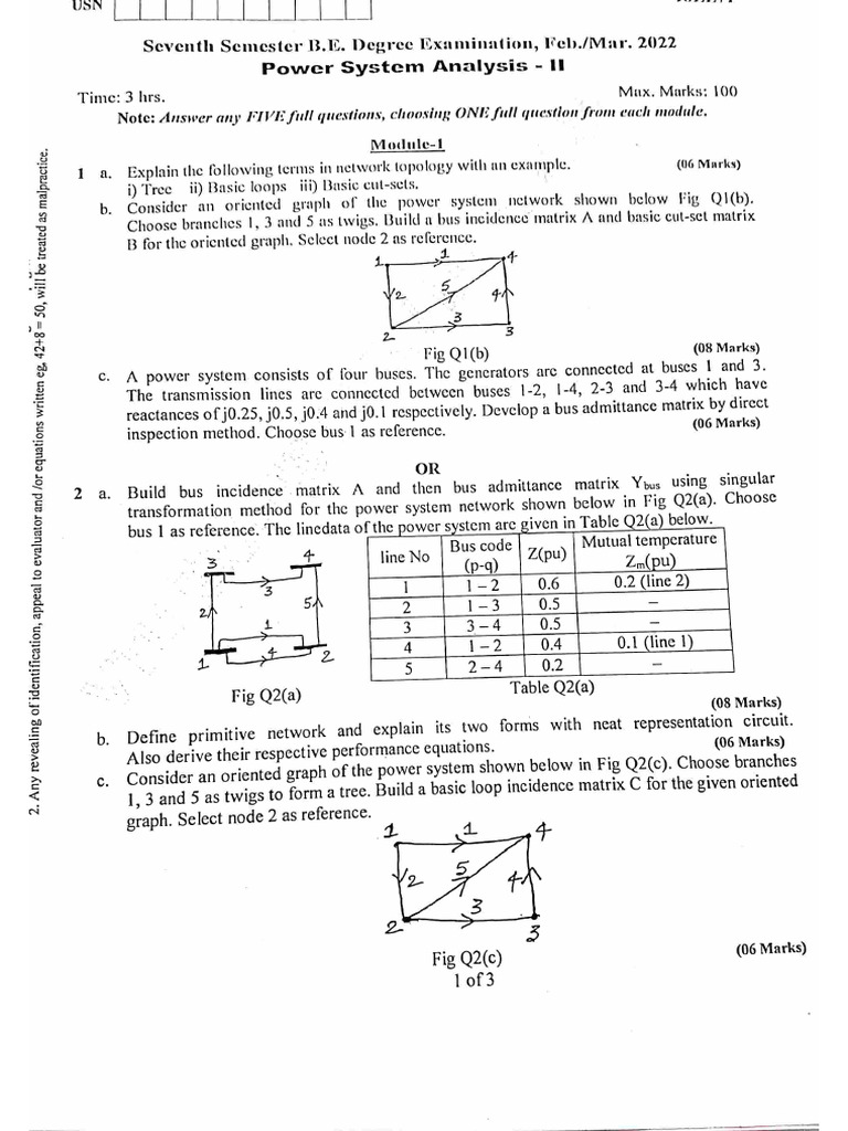 VTU Exam Question Paper With Solution of 17EE71 Power System Analysis ...