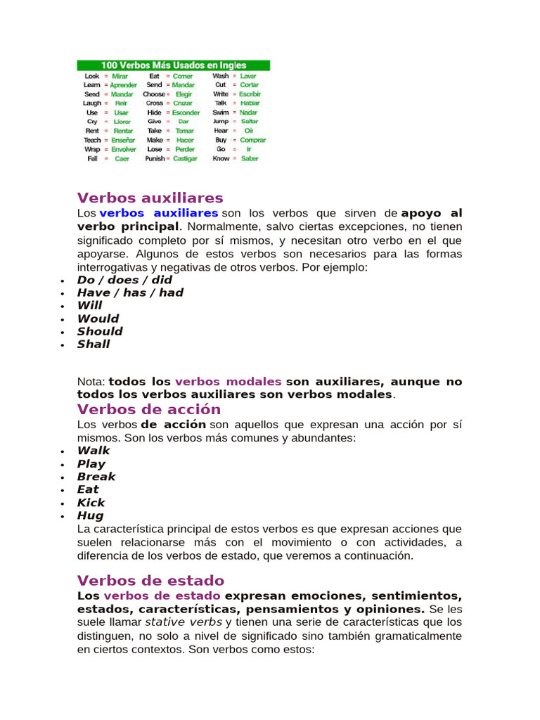 Verbos Auxiliares | PDF