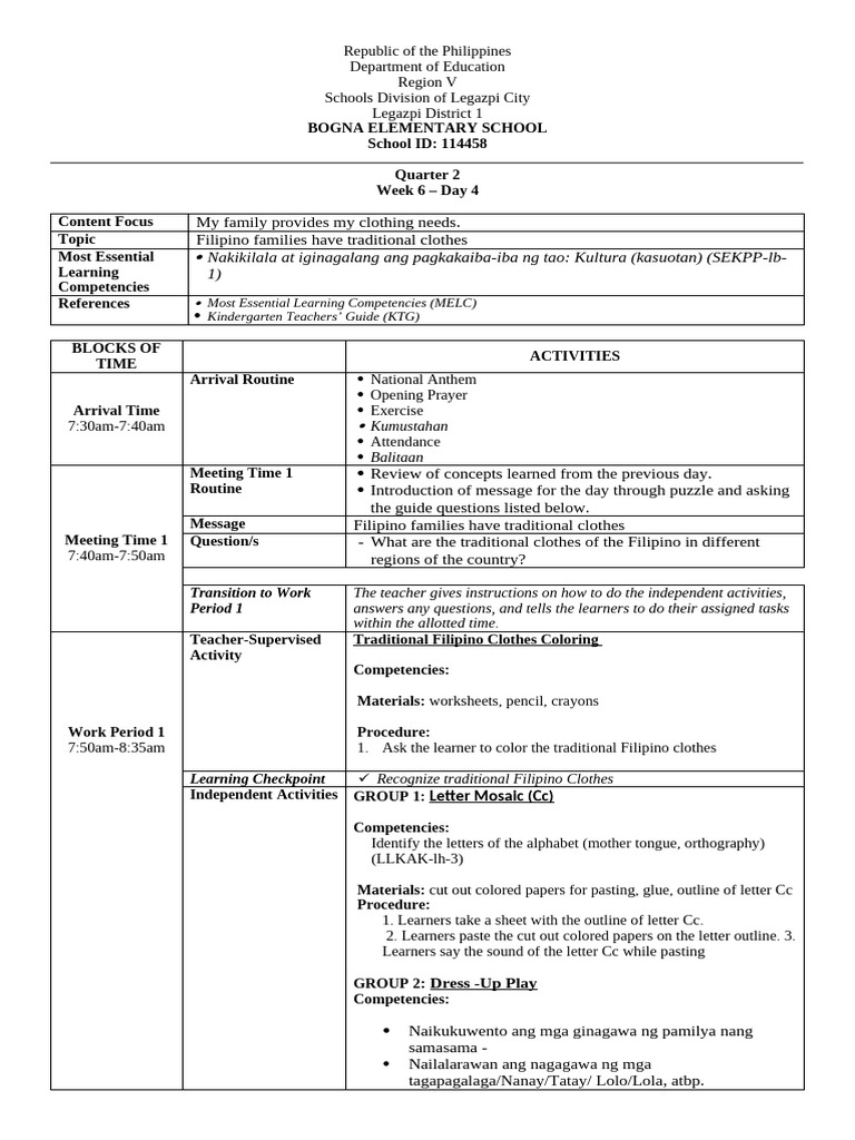 Kindergarten Lesson Plan | PDF