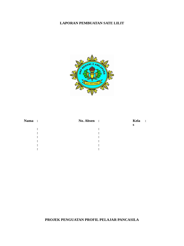 Laporan Pembuatan Sate Lilit | PDF