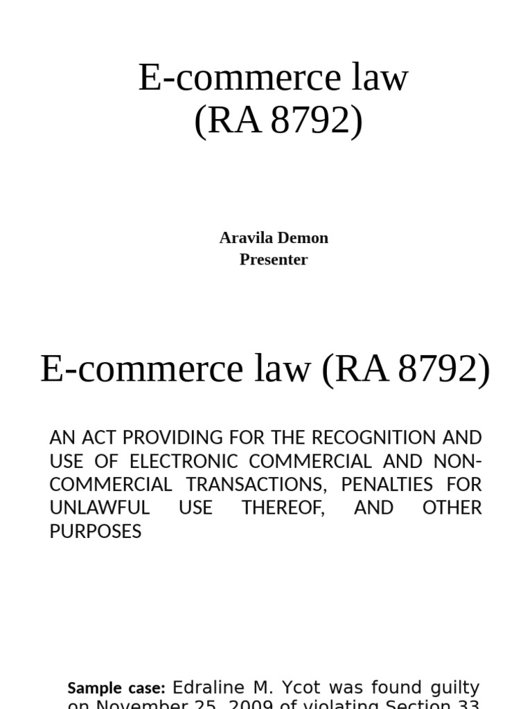RA 8792: E-Commerce Law Overview | PDF